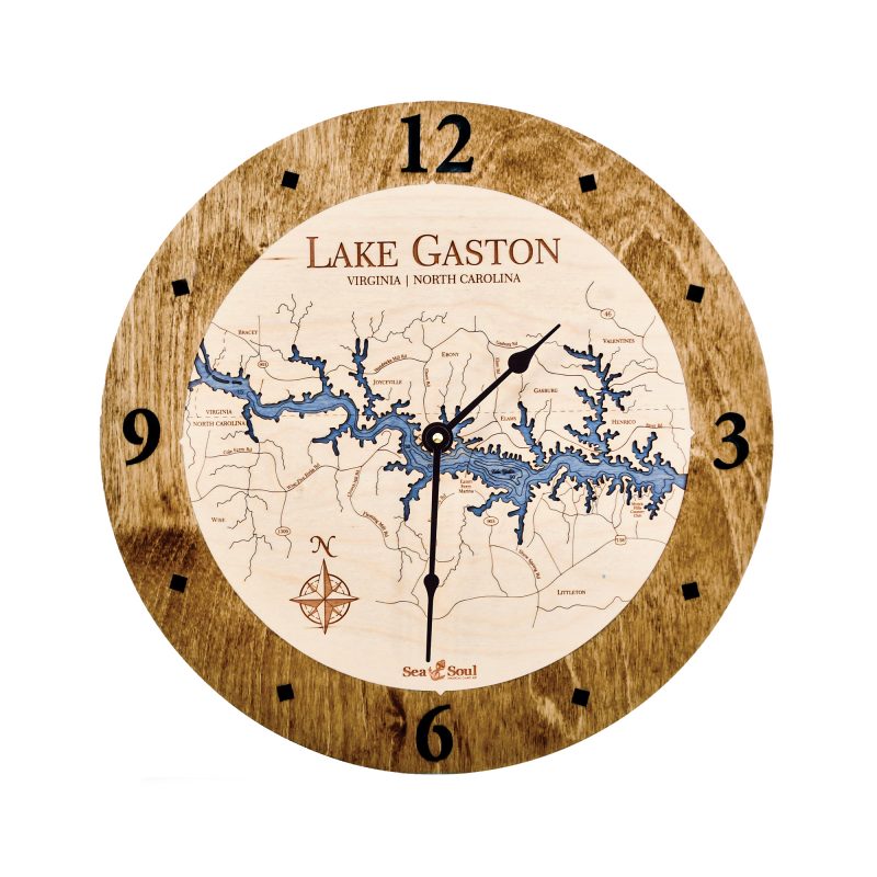 Lake Gaston Nautical Map Clock - Sea and Soul Charts