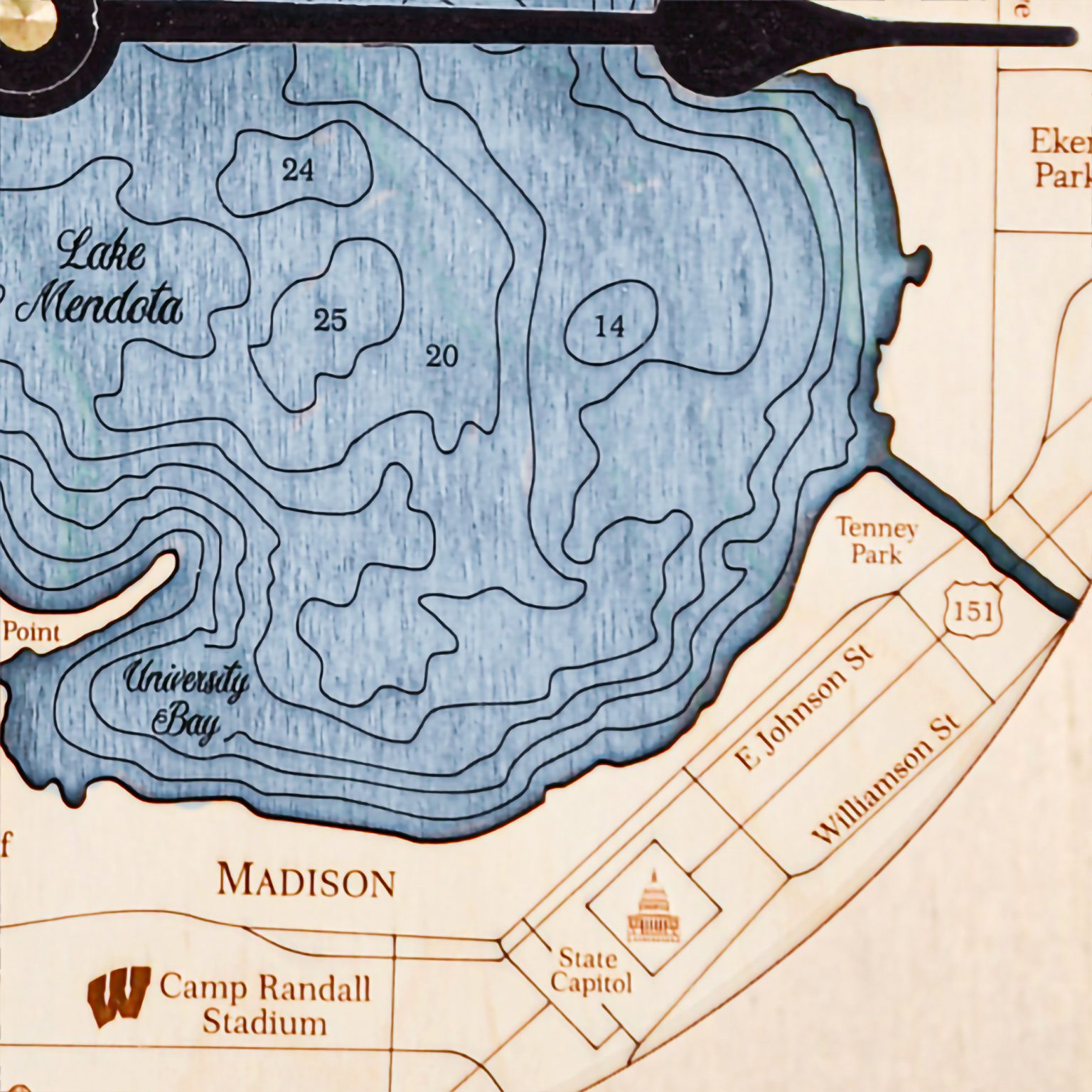 Lake Mendota Nautical Map Clock - Sea and Soul Charts