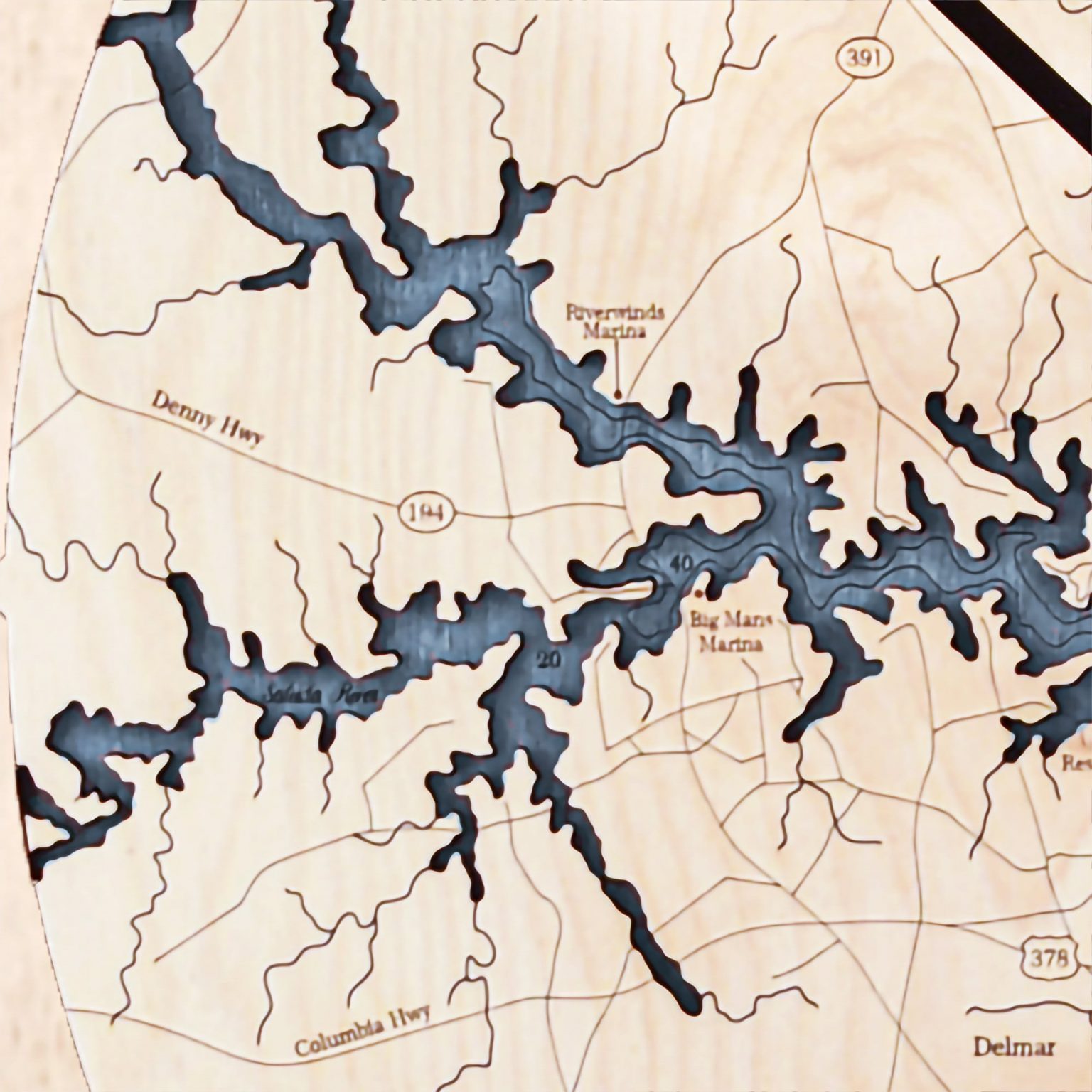 Lake Murray Nautical Map Clock - Sea and Soul Charts