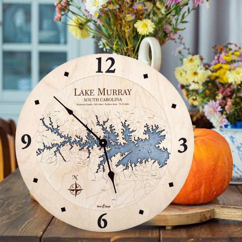 Lake Murray Nautical Map Clock - Sea and Soul Charts