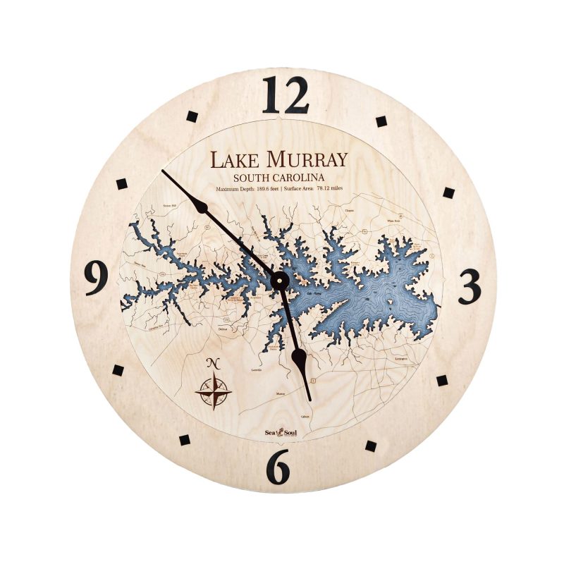 Lake Murray Nautical Map Clock - Sea and Soul Charts