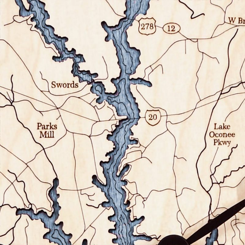 Lake Oconee Nautical Map Clock - Sea and Soul Charts