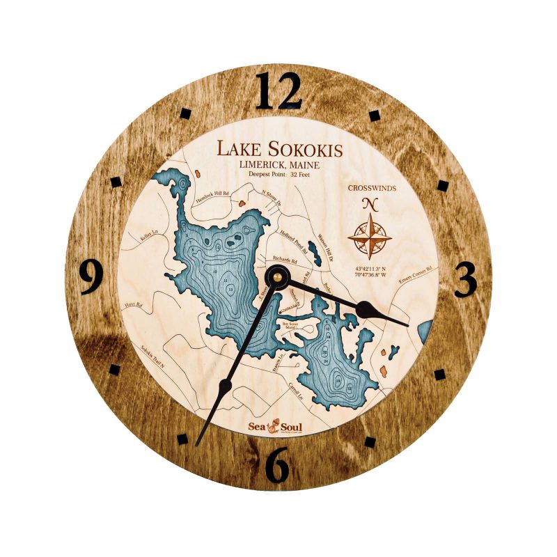 Lake Sokokis Nautical Map Clock - Sea and Soul Charts