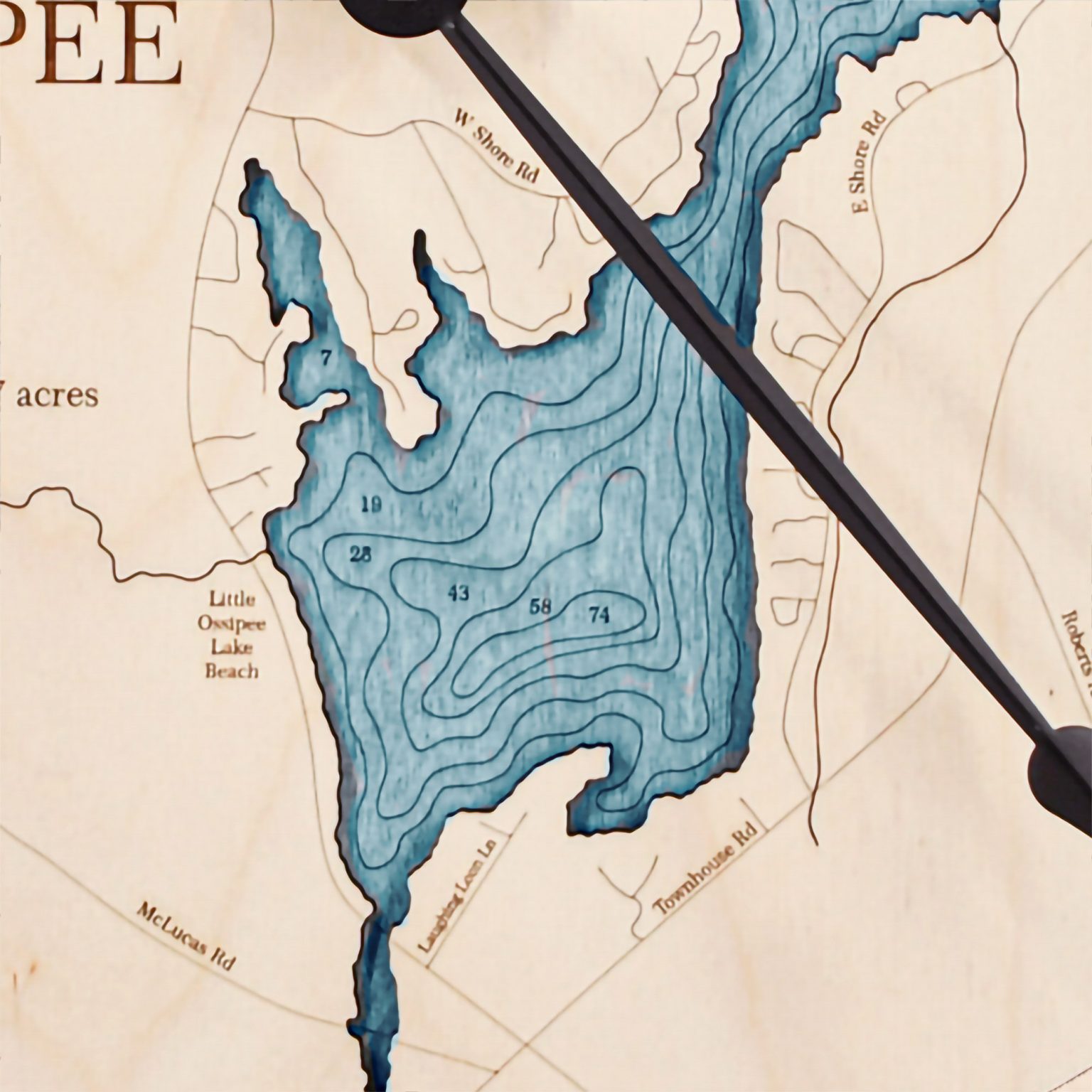 Little Ossipee Lake Nautical Map Clock - Sea and Soul Charts