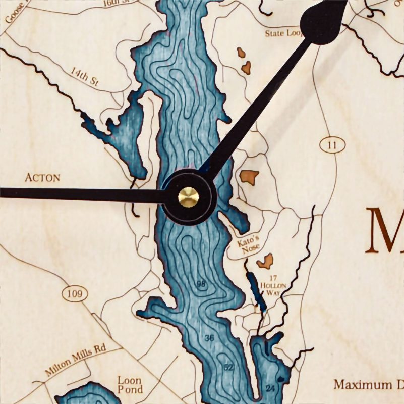 Mousam Lake Nautical Map Clock - Sea and Soul Charts