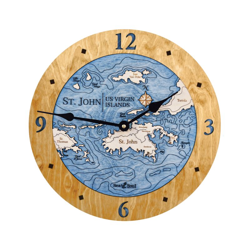 St John Nautical Map Clock - Sea and Soul Charts