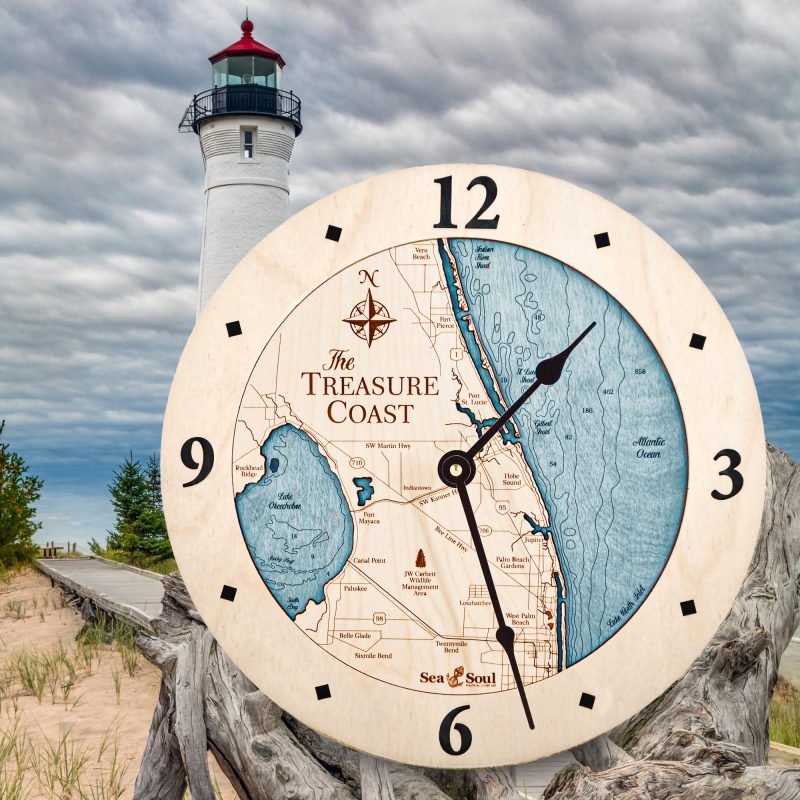 Treasure Coast Nautical Map Clock - Sea and Soul Charts