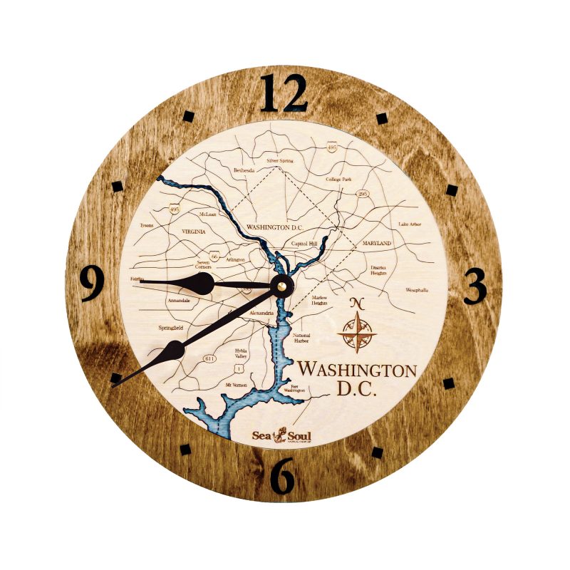 Washington DC Nautical Map Clock - Sea and Soul Charts