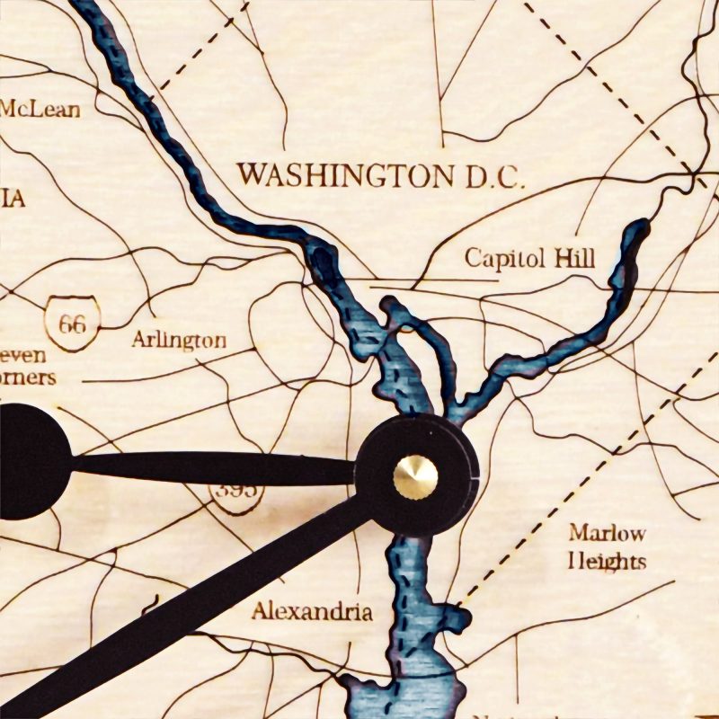 Washington DC Nautical Map Clock - Sea and Soul Charts