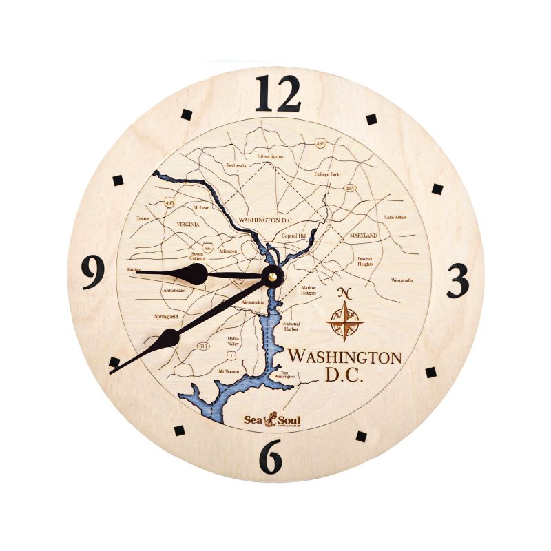 Washington DC Nautical Map Clock - Sea and Soul Charts