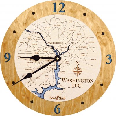 Washington DC Nautical Map Clock - Sea and Soul Charts
