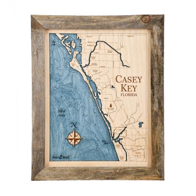 Casey Key Wall Art - Two-Level 3D Wood Map - Sea and Soul Charts
