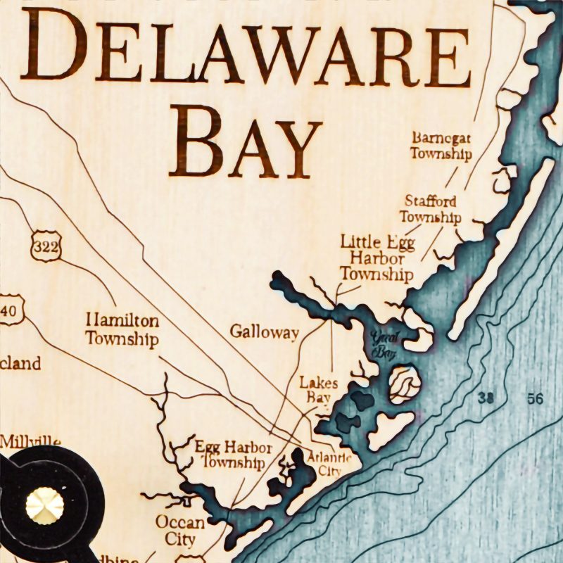 Delaware Bay Nautical Map Clock - Sea and Soul Charts