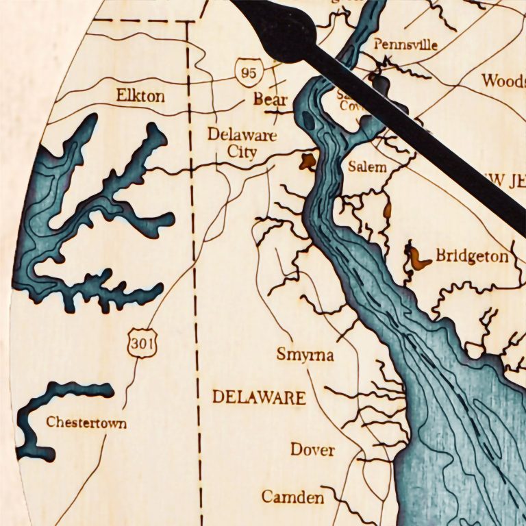 Delaware Bay Nautical Map Clock - Sea and Soul Charts