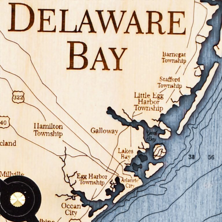Delaware Bay Nautical Map Clock - Sea and Soul Charts