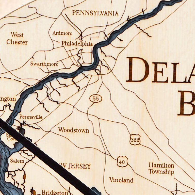 Delaware Bay Nautical Map Clock - Sea and Soul Charts