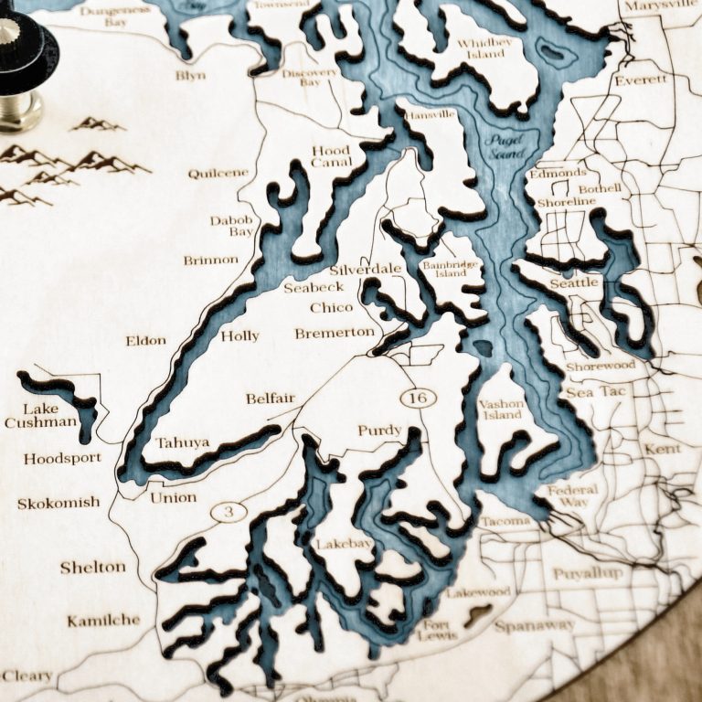 Pacific Northwest Nautical Map Clock - Sea and Soul Charts