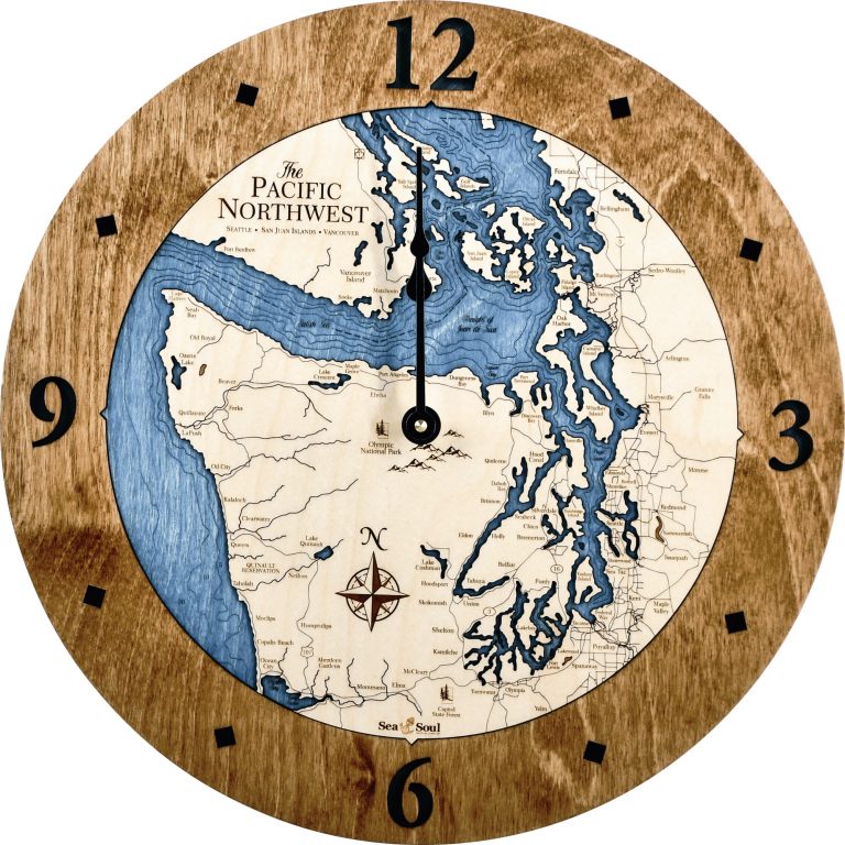 Pacific Northwest Nautical Map Clock - Sea and Soul Charts
