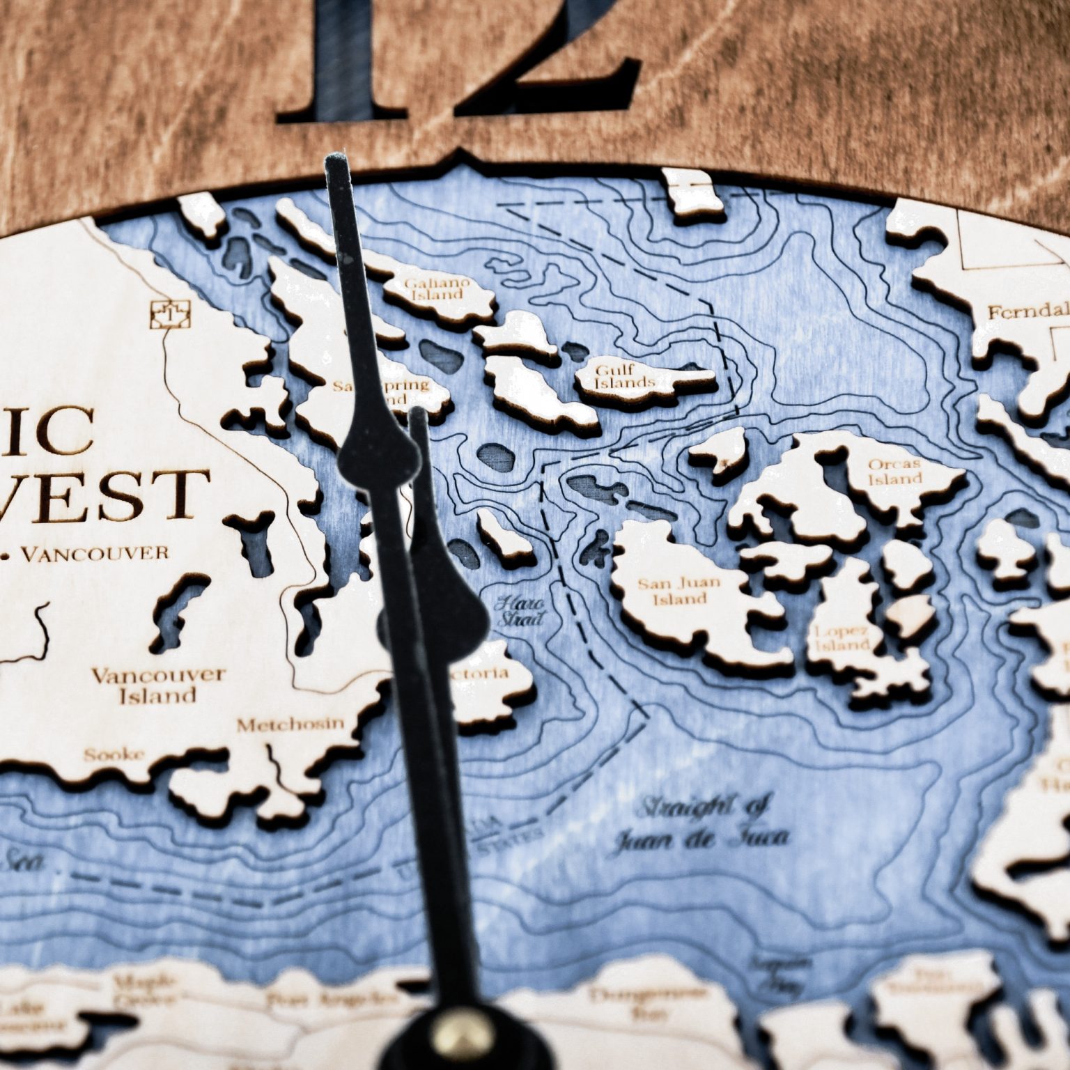 Pacific Northwest Nautical Map Clock - Sea and Soul Charts