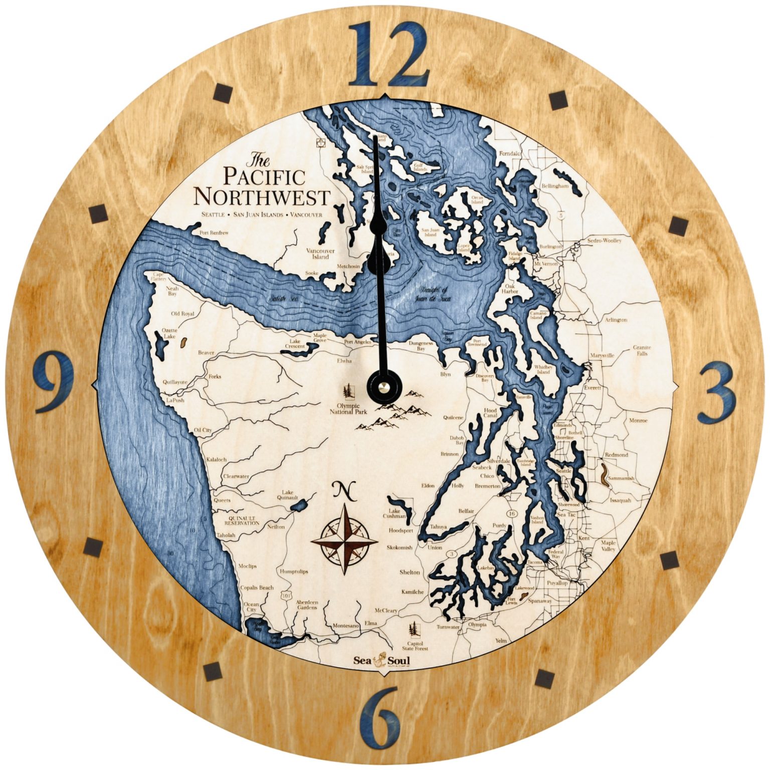 Pacific Northwest Nautical Map Clock - Sea and Soul Charts