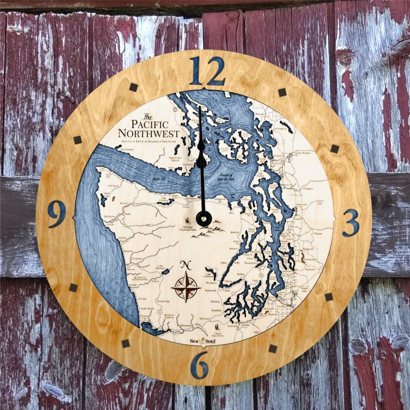 Pacific Northwest Nautical Map Clock - Sea and Soul Charts