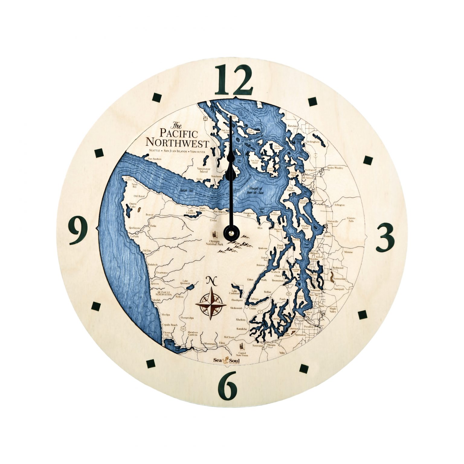 Pacific Northwest Nautical Map Clock - Sea and Soul Charts
