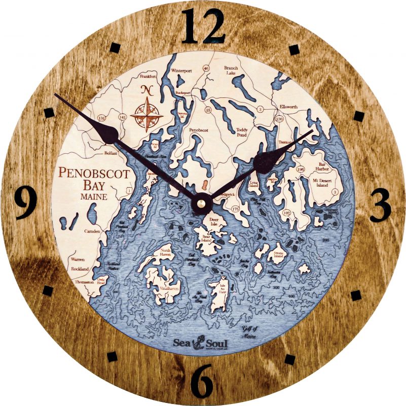 Penobscot Bay Nautical Map Clock - Sea and Soul Charts