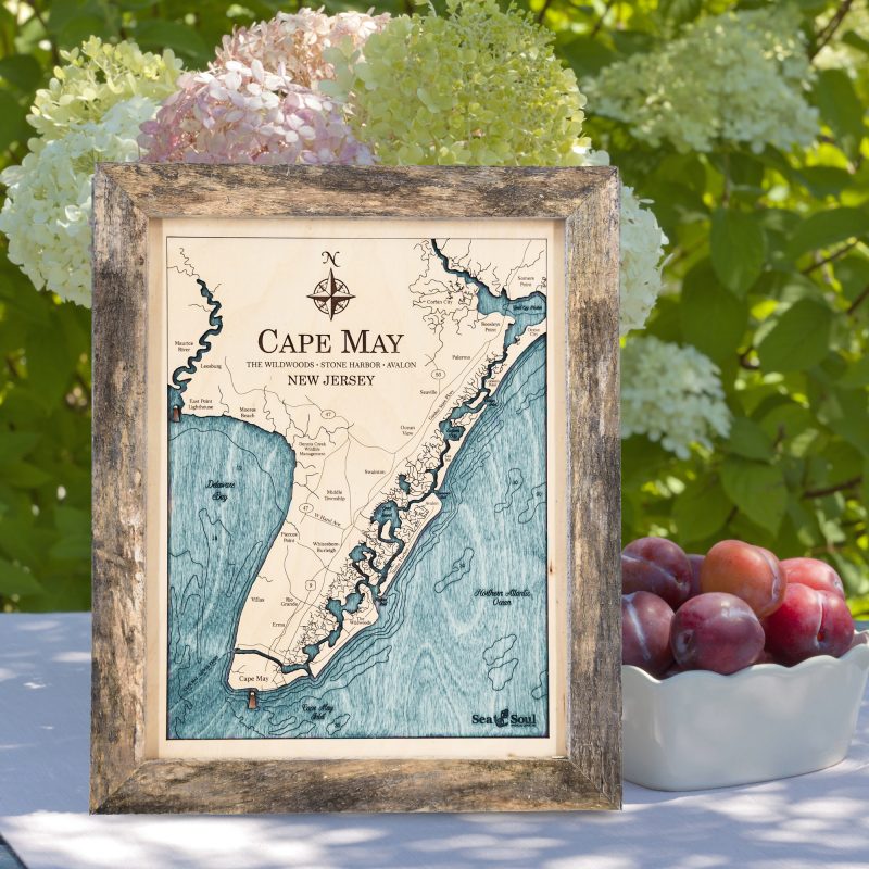 Cape May Wall Art - Two-Level 3D Wood Map - Sea and Soul Charts
