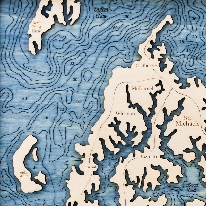 Eastern Shore Wall Art - Two-Level 3D Wood Map - Sea and Soul Charts