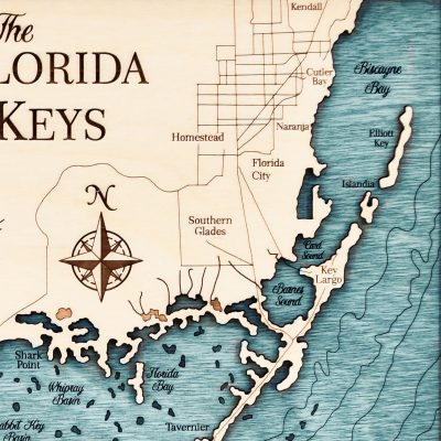 Florida Keys Wall Art - Two-Level 3D Wood Map - Sea and Soul Charts