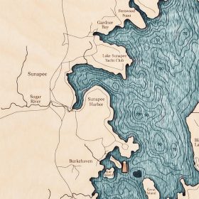 Lake Sunapee Wall Art - Two-Level 3D Wood Map - Sea and Soul Charts