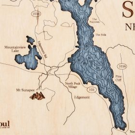 Lake Sunapee Wall Art - Two-Level 3D Wood Map - Sea and Soul Charts