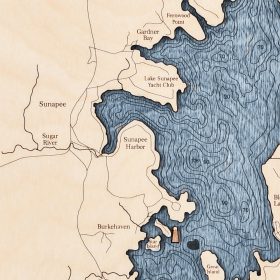 Lake Sunapee Wall Art - Two-Level 3D Wood Map - Sea and Soul Charts