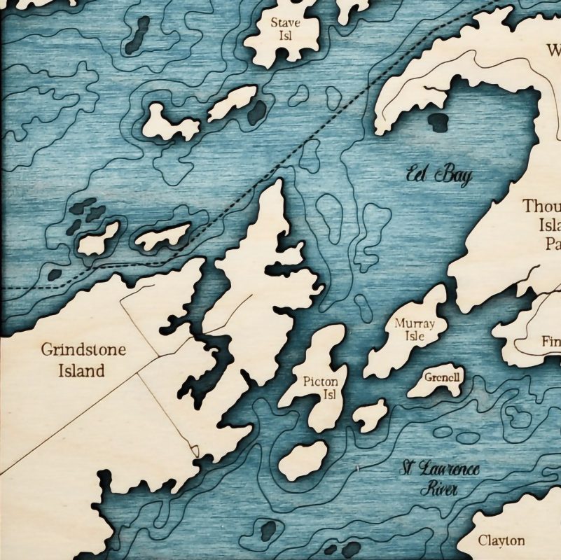 Thousand Islands Wall Art - Two-Level Wood Map - Sea and Soul Charts