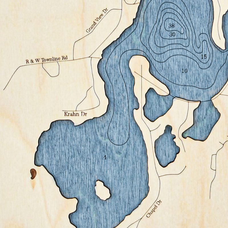 Whitewater Lake Wall Art - Two-Level 3D Wood Map - Sea and Soul Charts