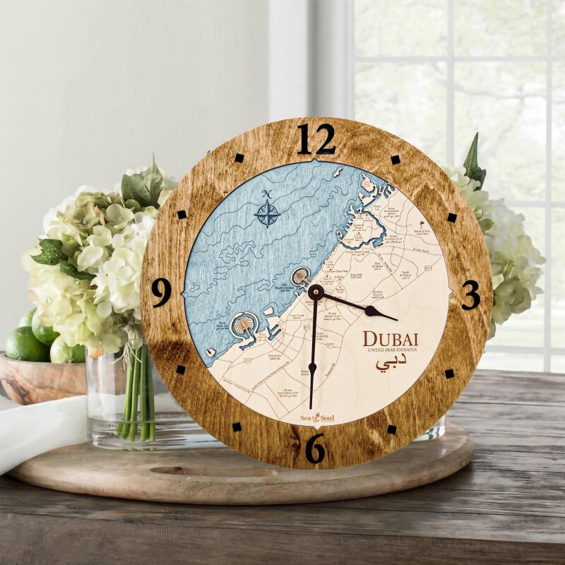 Dubai Nautical Map Clock - Sea and Soul Charts