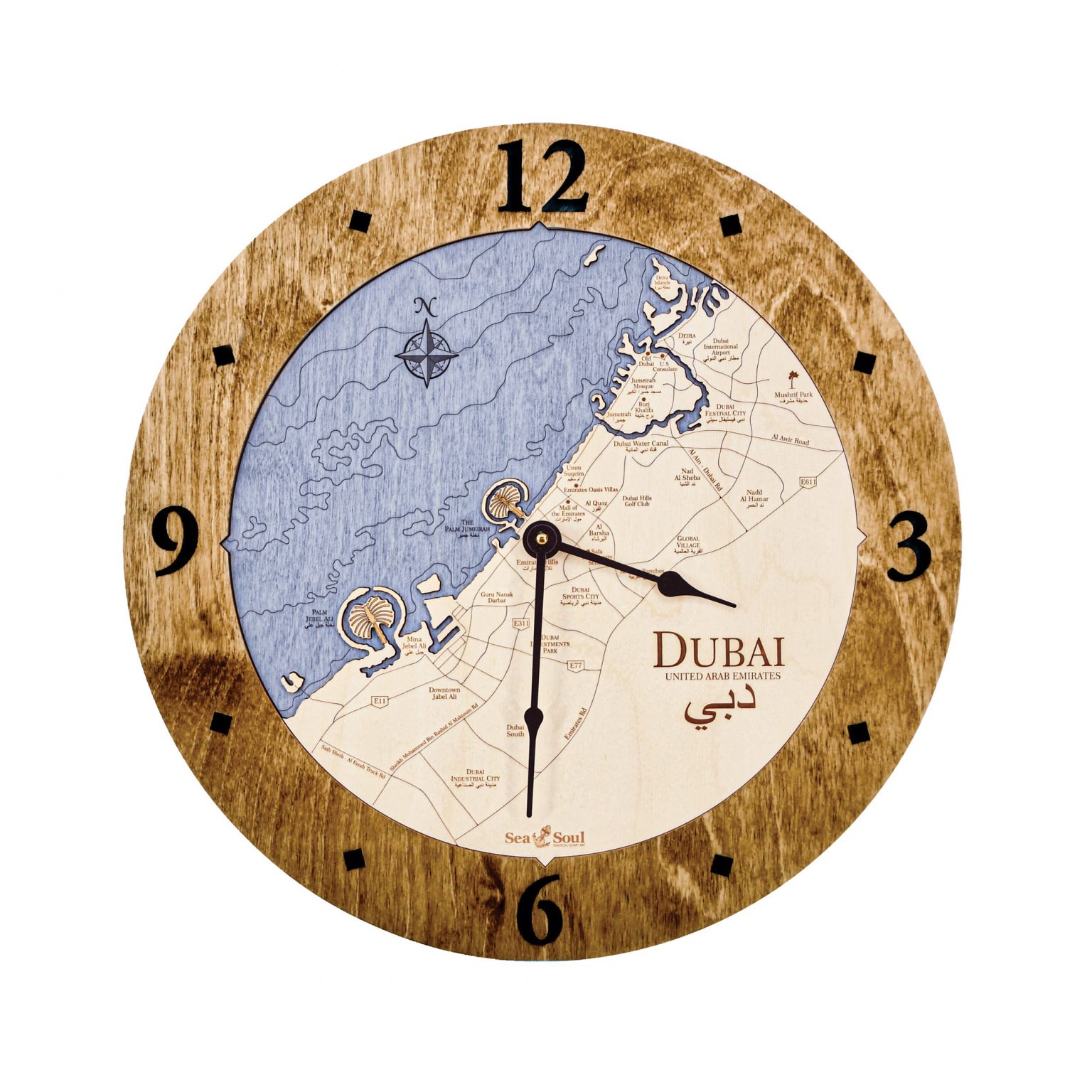 Dubai Nautical Map Clock - Sea and Soul Charts