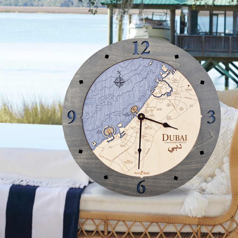 Dubai Nautical Map Clock - Sea and Soul Charts