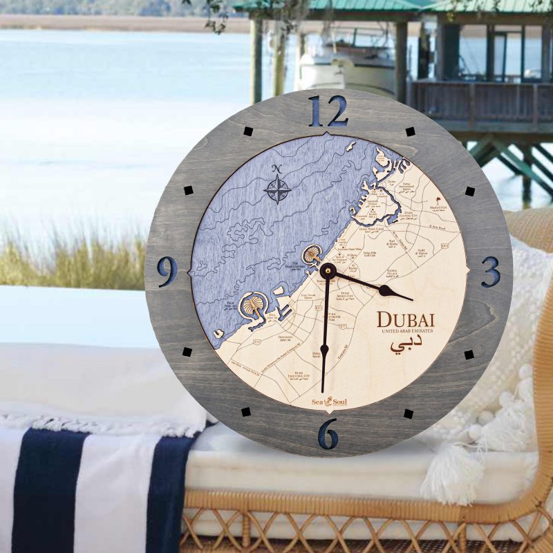 Dubai Nautical Map Clock - Sea and Soul Charts