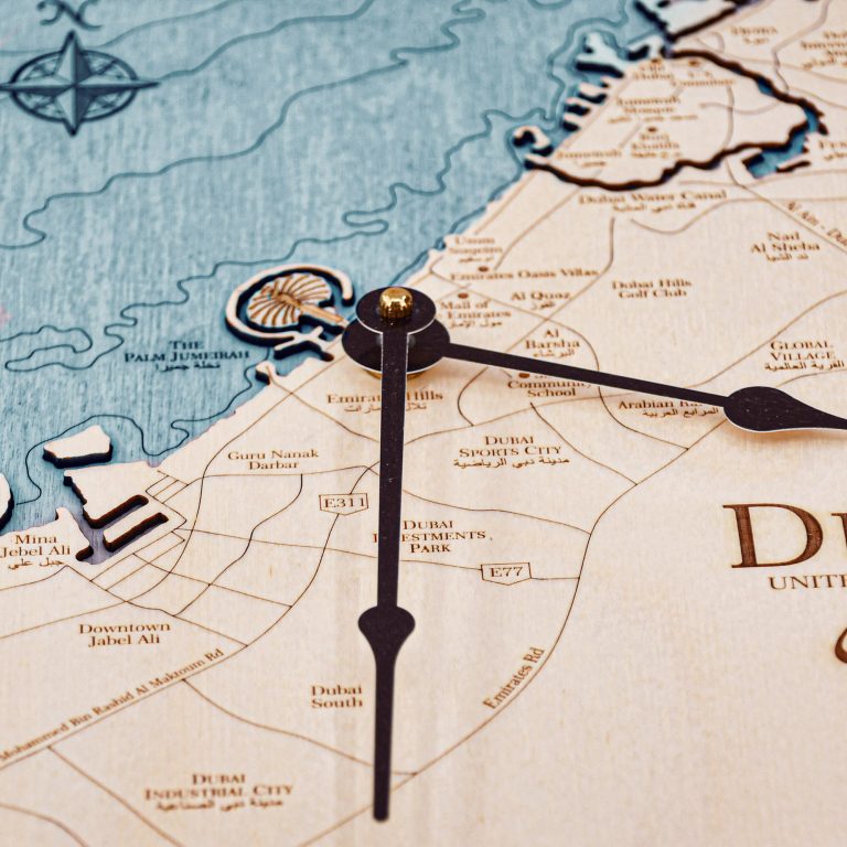 Dubai Nautical Map Clock - Sea and Soul Charts