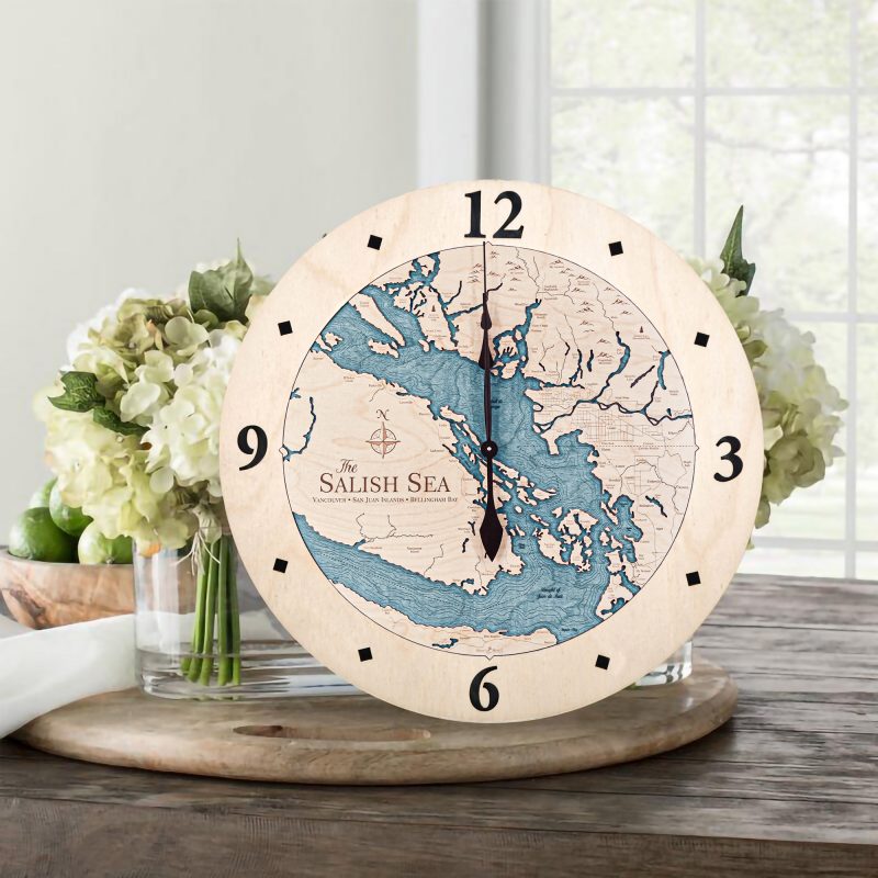 Salish Sea Nautical Map Clock - Sea and Soul Charts