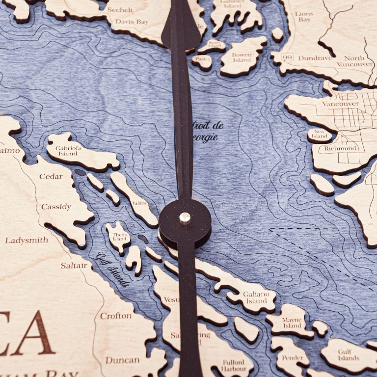 Salish Sea Nautical Map Clock - Sea and Soul Charts