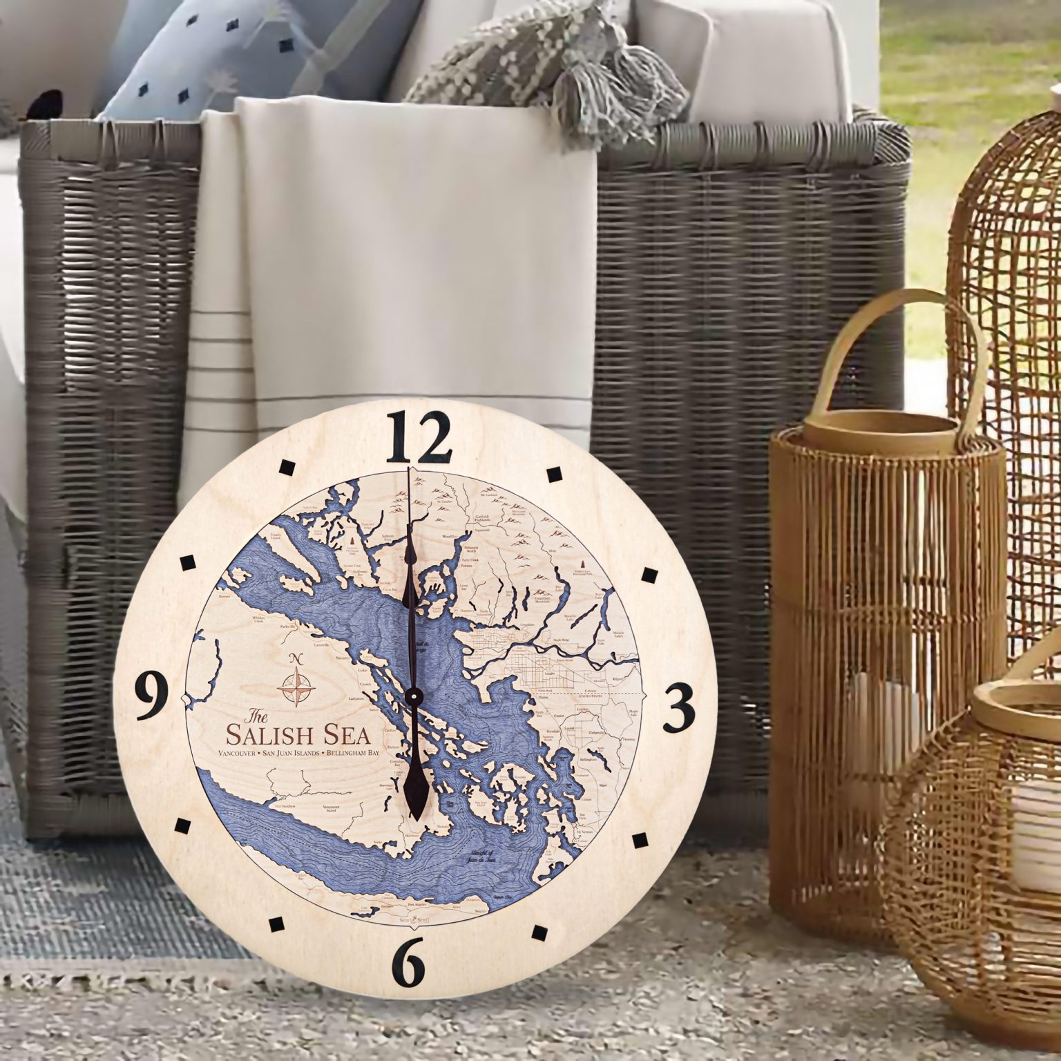 Salish Sea Nautical Map Clock - Sea and Soul Charts