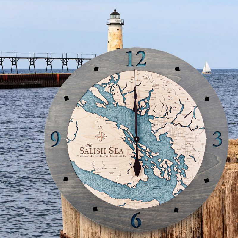 Salish Sea Nautical Map Clock - Sea and Soul Charts
