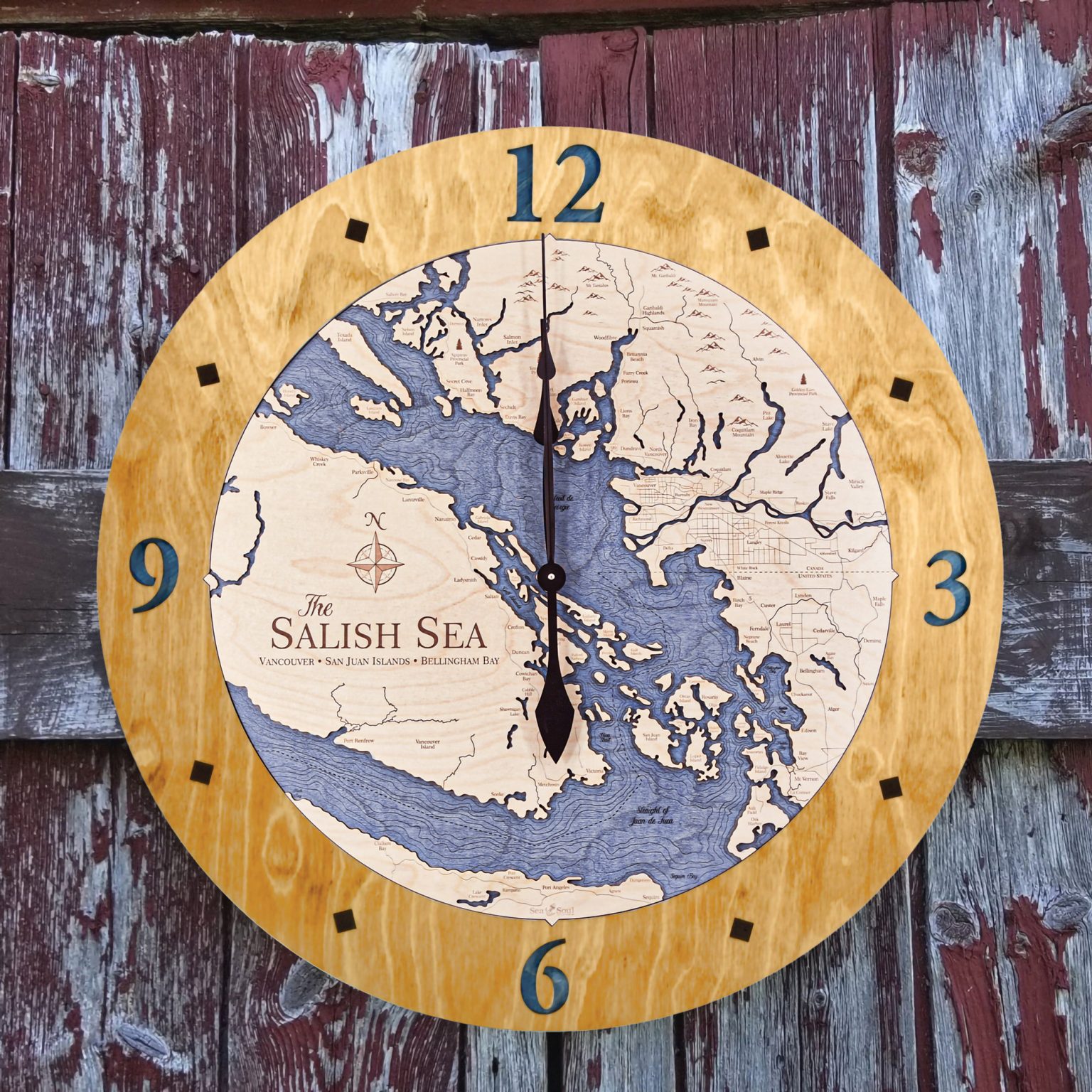 Salish Sea Nautical Map Clock - Sea and Soul Charts