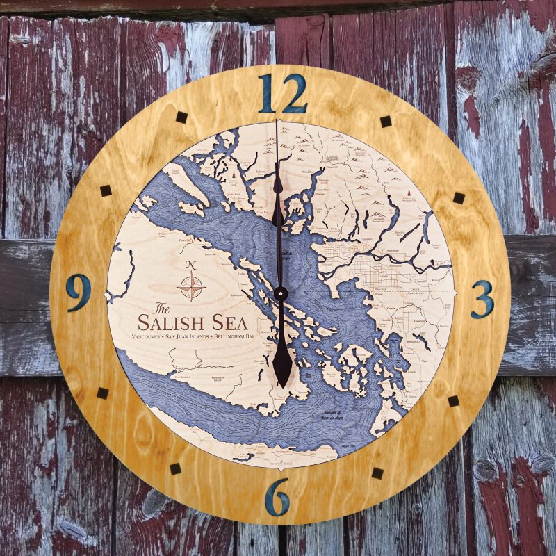 Salish Sea Nautical Map Clock - Sea and Soul Charts