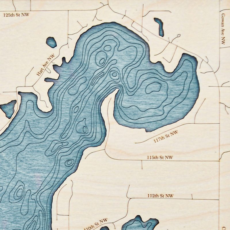 Sugar Lake Wall Art - Two-Level 3D Wood Map - Sea and Soul Charts