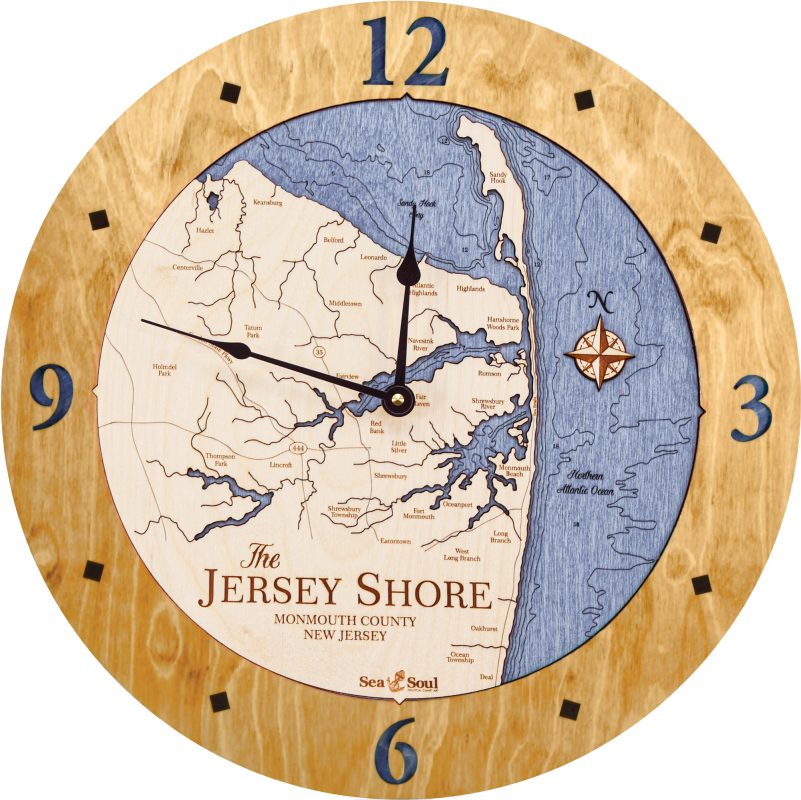 16" Jersey Shore Nautical Map Clock - Sea and Soul Charts