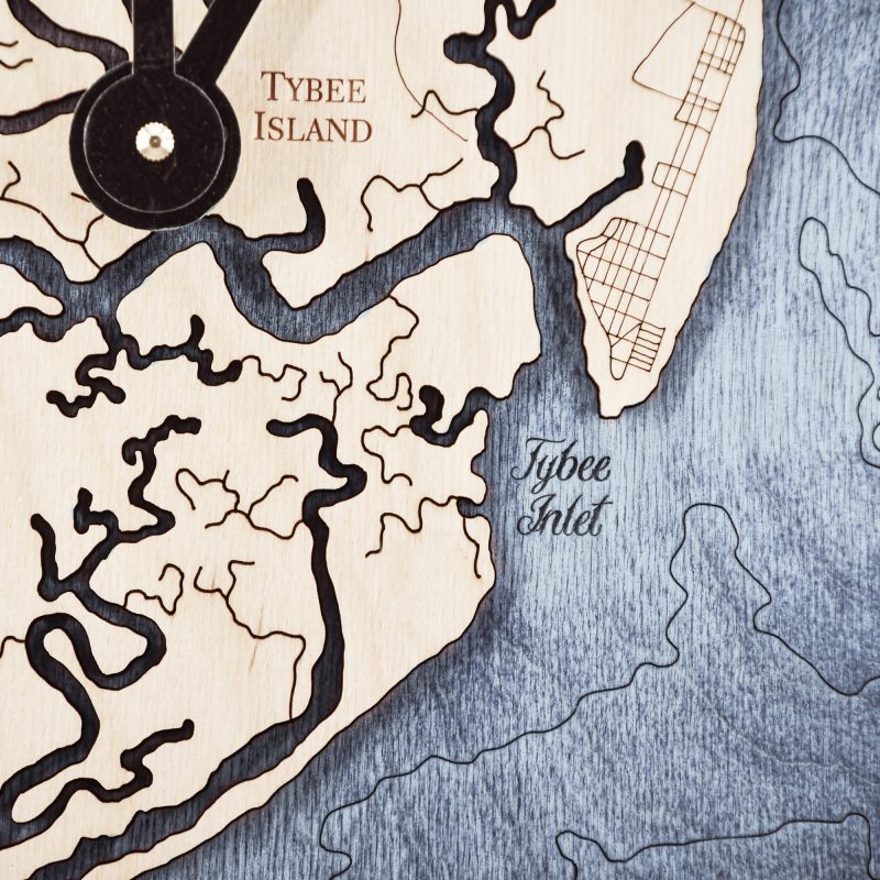 36" Little Tybee Island Nautical Map Clock - Sea and Soul Charts