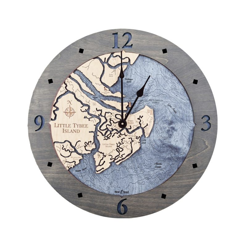 16" Little Tybee Island Nautical Map Clock - Sea and Soul Charts